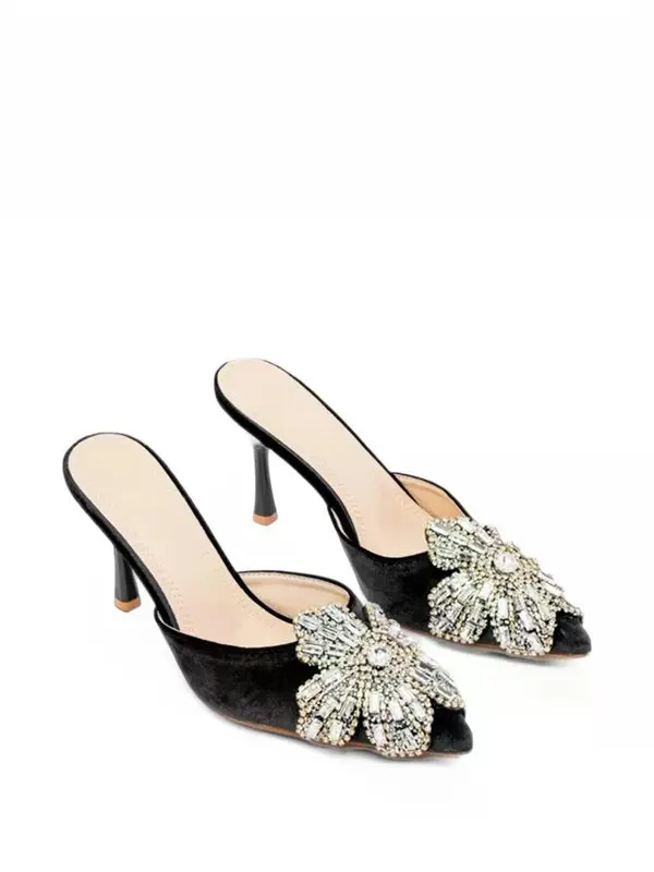 TWENTY FOURHAITCH Melor Crystal-embellished Velvet Mules