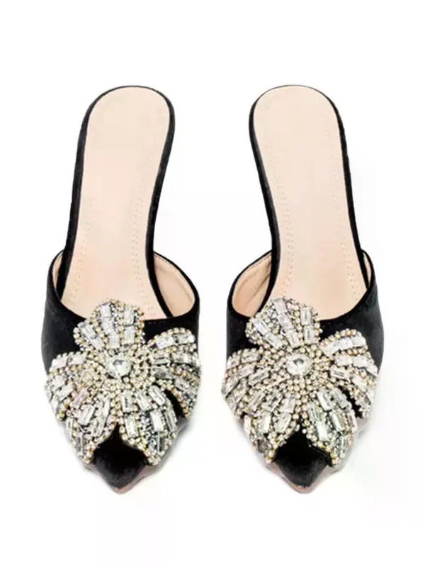 TWENTY FOURHAITCH Melor Crystal-embellished Velvet Mules