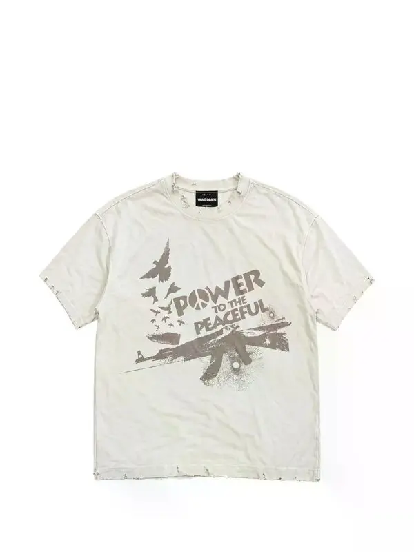 WARMAN Graphic-print Distressed T-shirt