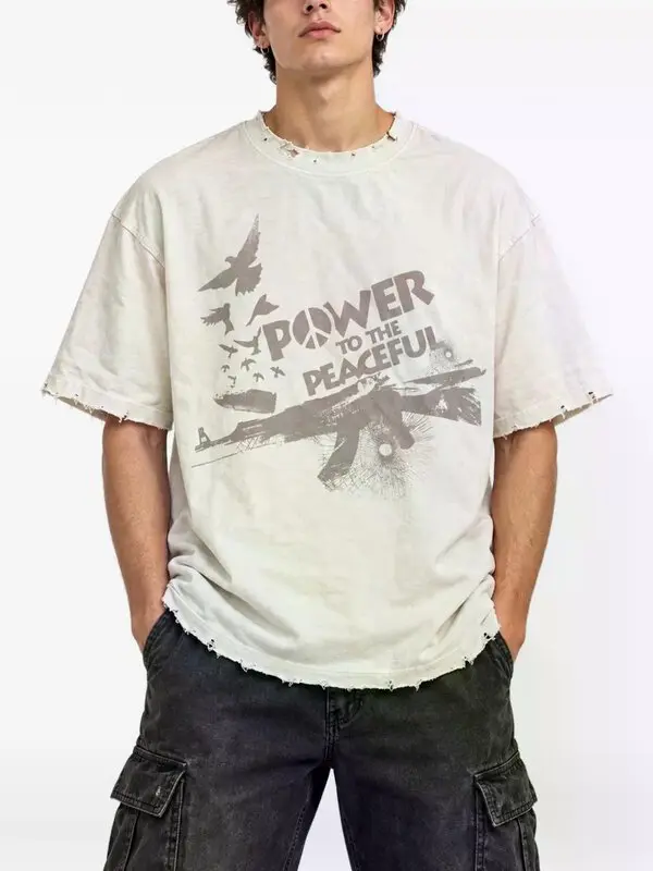 WARMAN Graphic-print Distressed T-shirt