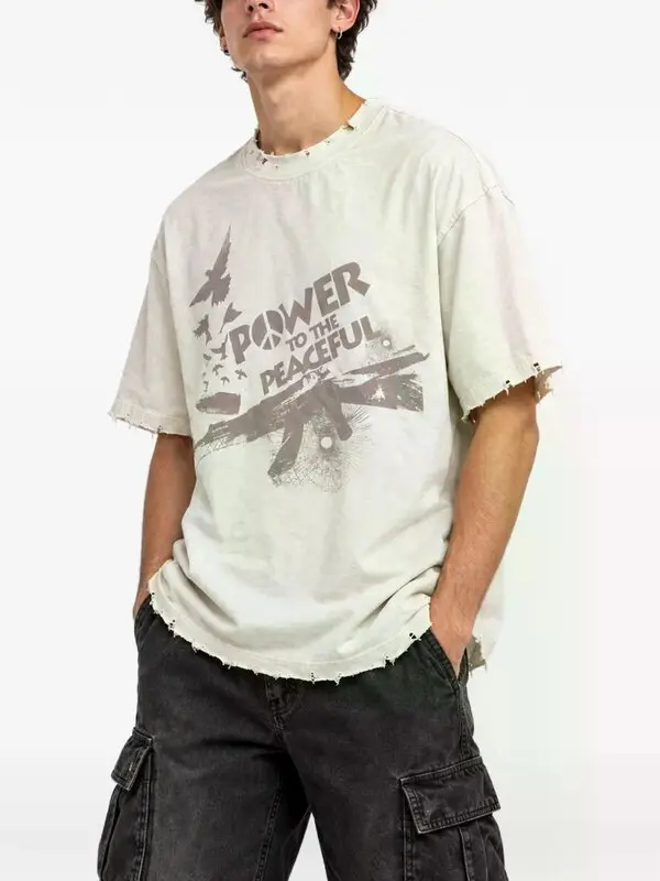 WARMAN Graphic-print Distressed T-shirt