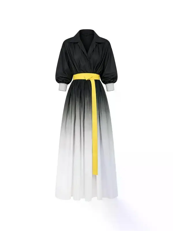 Norma Kamali Ombré-effect Belted Midi Dress