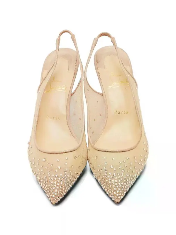 CHRISTIAN LOUBOUTIN Follies Strass Mesh Slingback Pumps