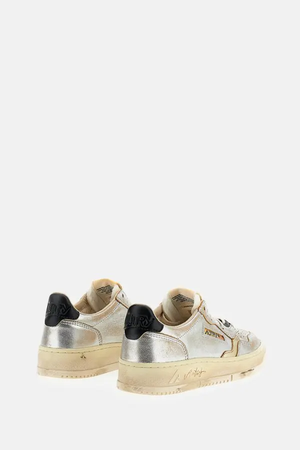 AUTRY Sneakers Medalist Super Vintage In Pelle Laminata - Silver
