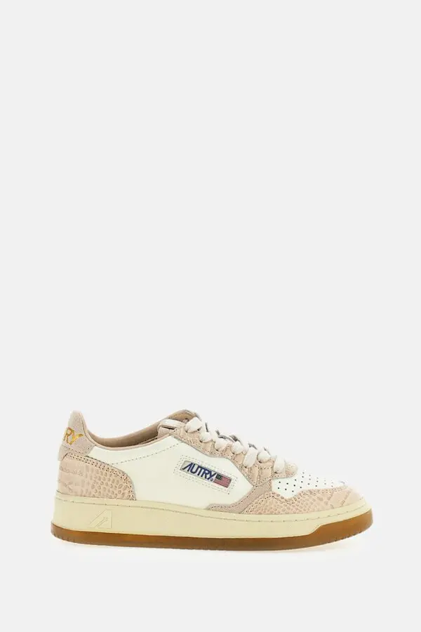 AUTRY Sneakers Medalist Low In Pelle Effetto Cocco - Multicolore