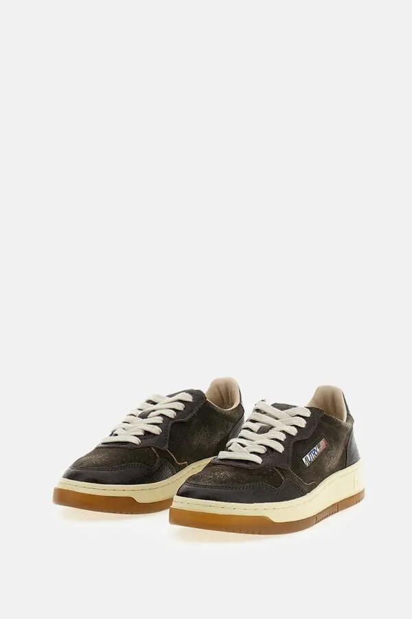 AUTRY Medalist Low Sneakrs In Pelle E Suede Effetto Cocco - Brown