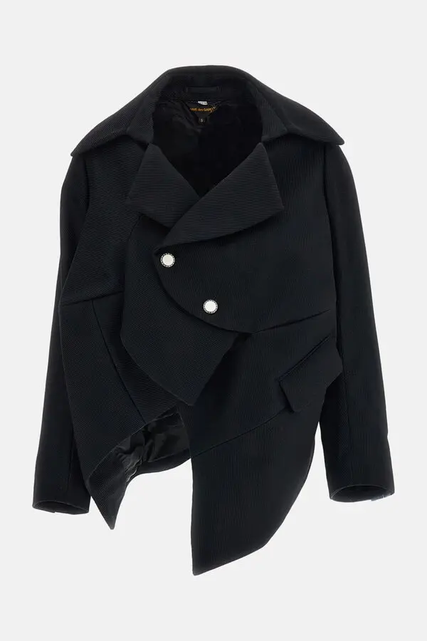 Comme Des Garçons Giacca In Lana Asimmetrica - Black