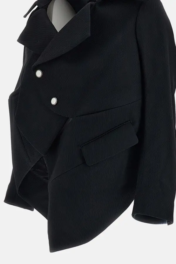 Comme Des Garçons Giacca In Lana Asimmetrica - Black