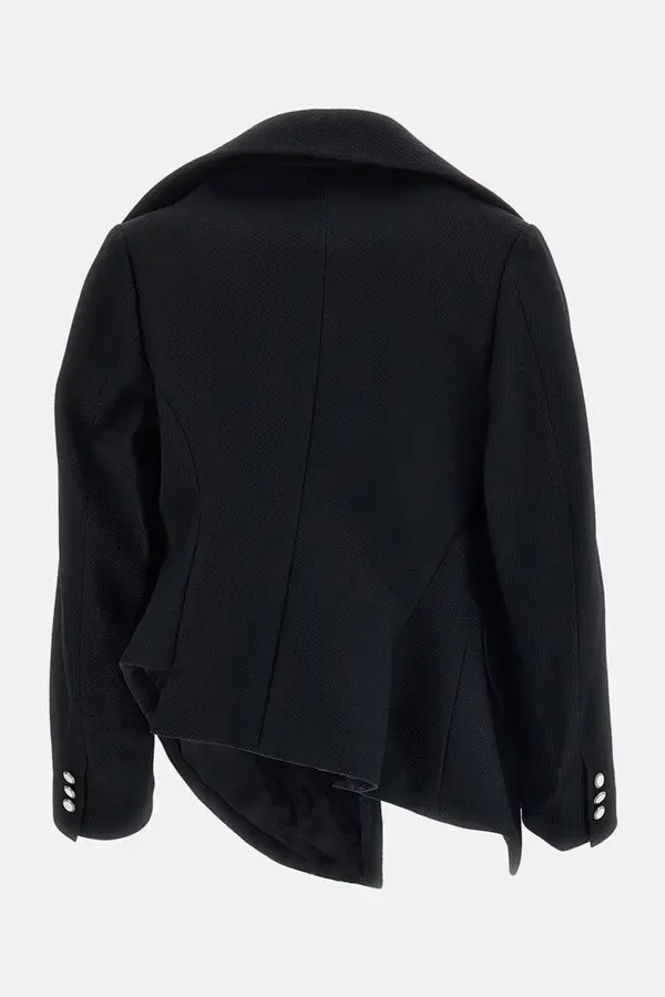 Comme Des Garçons Giacca In Lana Asimmetrica - Black