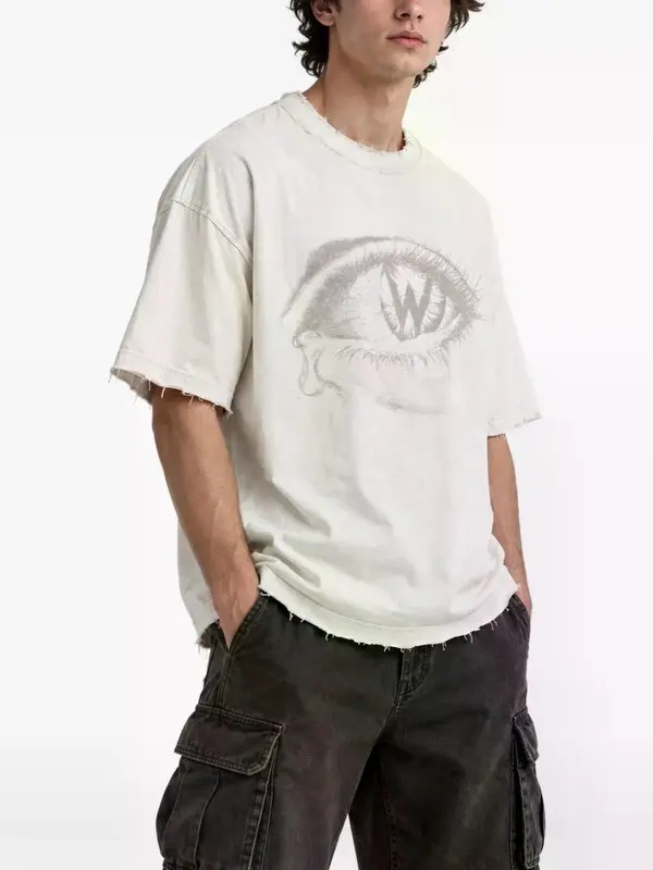WARMAN Graphic-print Distressed T-shirt
