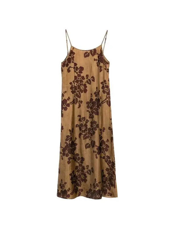 UMA WANG Anaya Floral-print Midi Dress - Brown