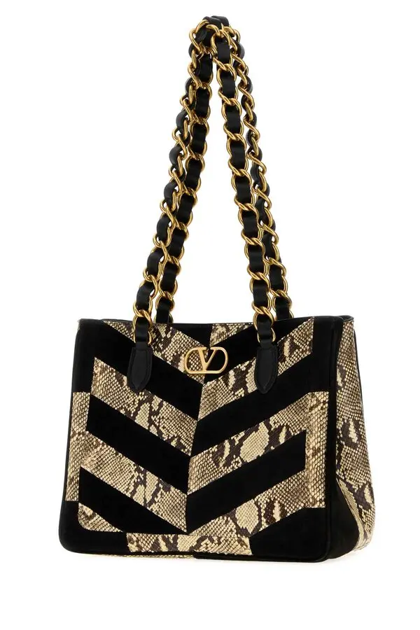 Valentino Garavani Leather And Suede Le Seine Shopping Bag - Multicolor