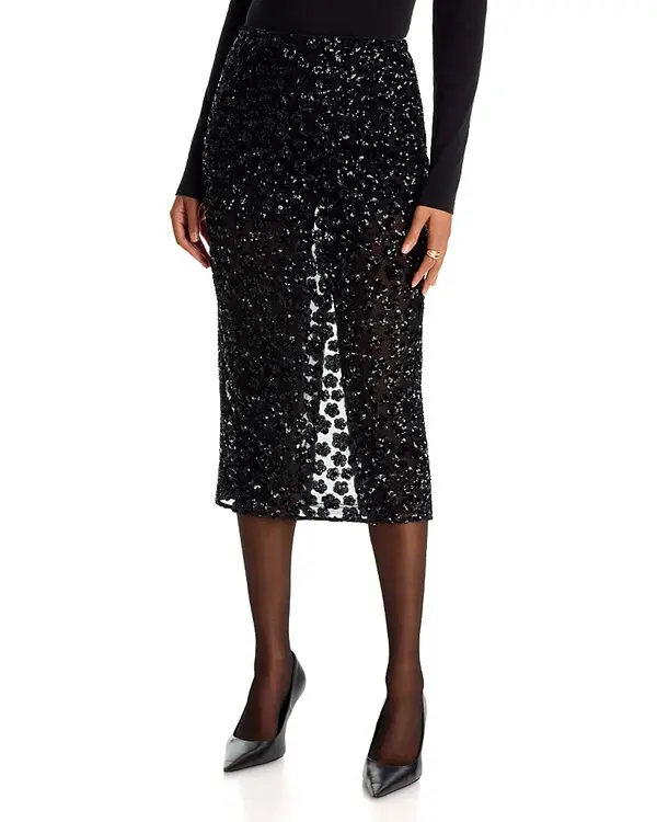 Bardot Sienna Sheer Sequin Midi Skirt