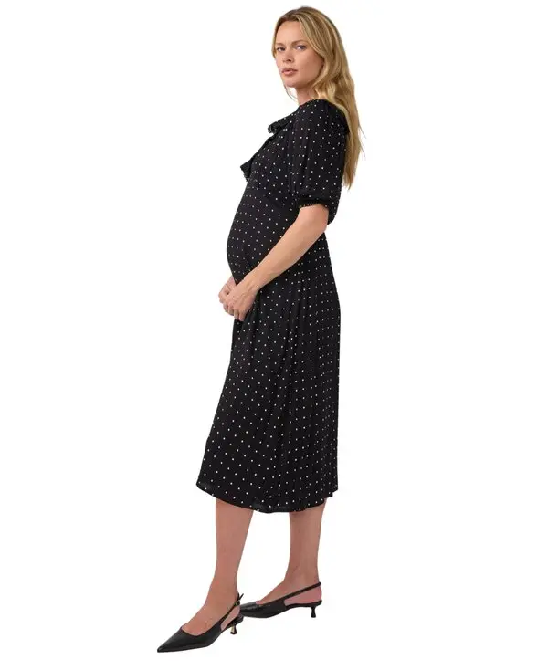 INGRID & ISABEL Ruffle V-neck Maternity Midi Dress
