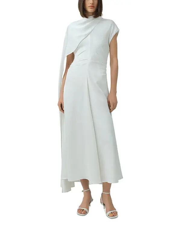 Simkhai Jacka Draped Satin Midi Dress - Ivory