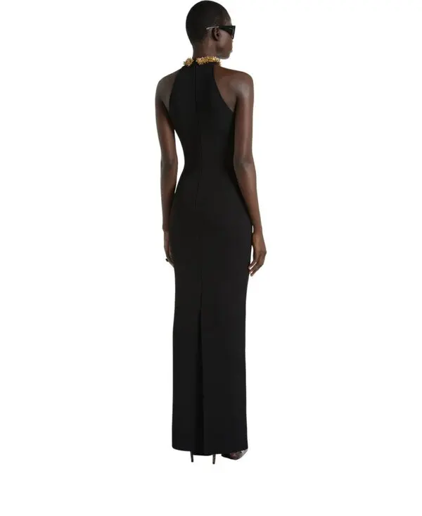 Balmain Long Milano Jersey Dress With Embroidery