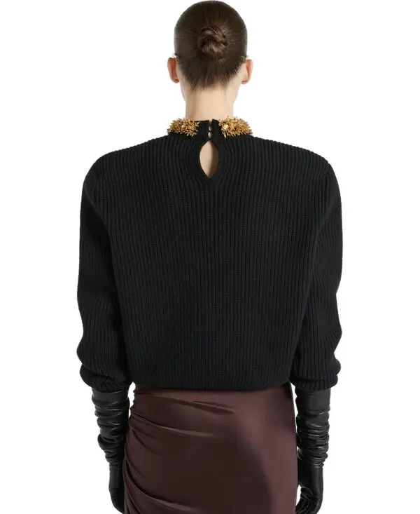 Balmain Cashmere Jumper With Removable Embroidered Trim
