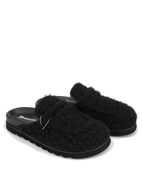 NAKED WOLFE Cord Wool Slipper - Black