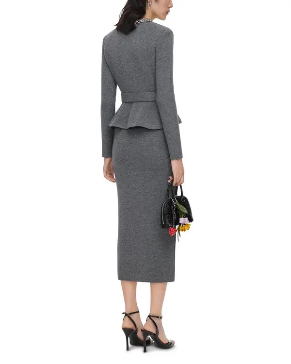 SELF-PORTRAIT Embellished Neck Belted Midi Dress
