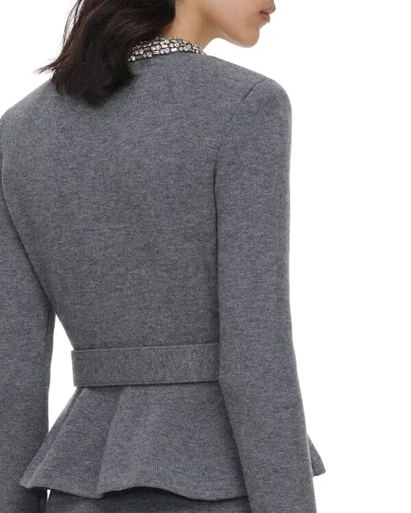 SELF-PORTRAIT Embellished Neck Belted Midi Dress
