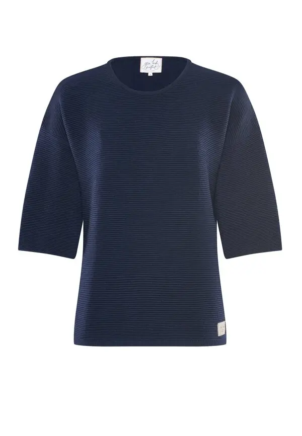 YOU LOOK PERFECT Pullover Fay, Half-sleeved Merino Sweater In Structured Knit