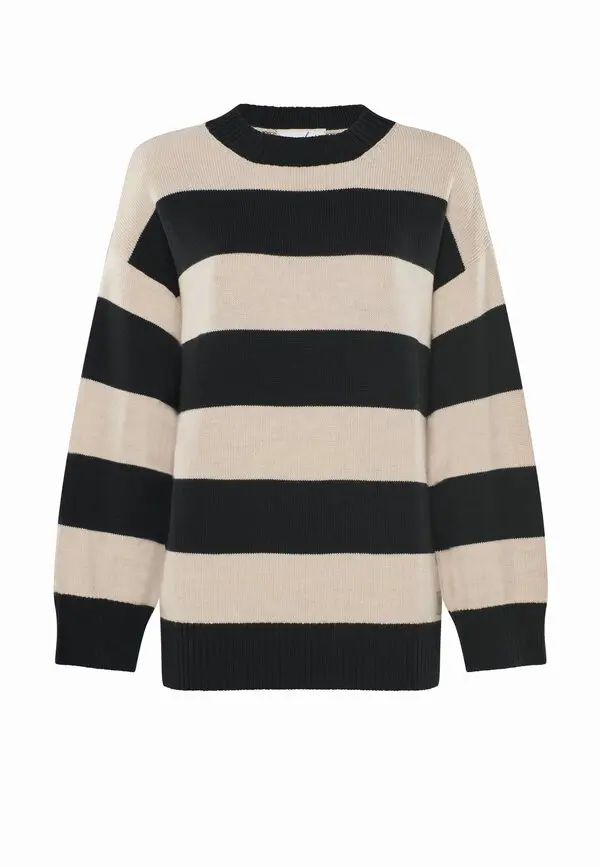 YOU LOOK PERFECT Pullover Felia, Relaxed Block Stripe Merino Sweater