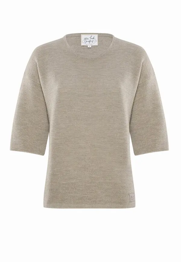 YOU LOOK PERFECT Pullover Fay, Half-sleeved Merino Sweater In Structured Knit