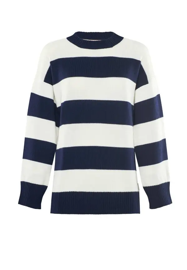 YOU LOOK PERFECT Pullover Felia, Relaxed Block Stripe Merino Sweater