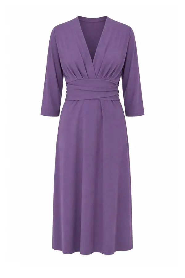 CONQUISTA Draped Waist Midi Dress