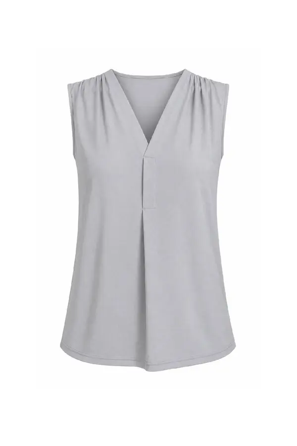 CONQUISTA Draped V-neck Sleeveless Jersey Top - Grey