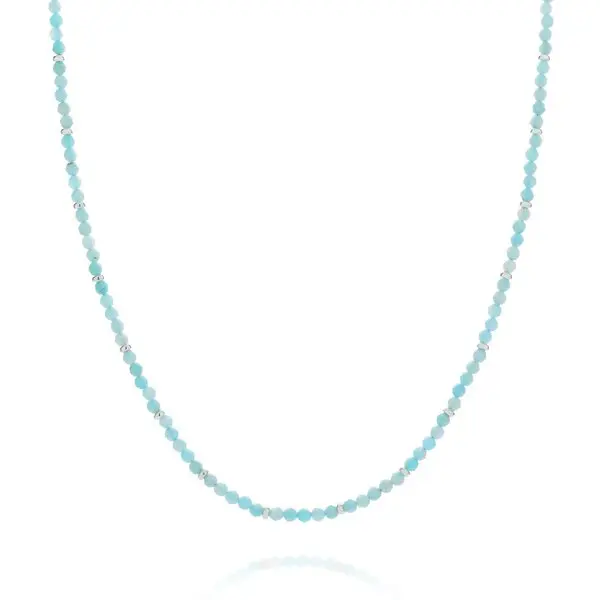 NELLOU JEWELLERY Amazonite Orbit Necklace - Silver