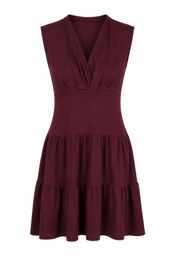 CONQUISTA Draped Bodice Tie Mini Dress