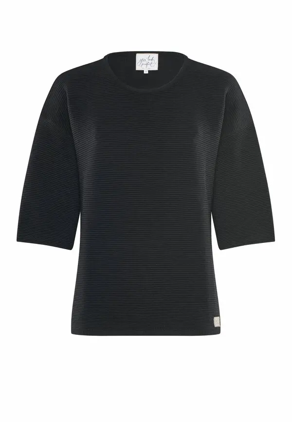 YOU LOOK PERFECT Pullover Fay, Half-sleeved Merino Sweater In Structured Knit