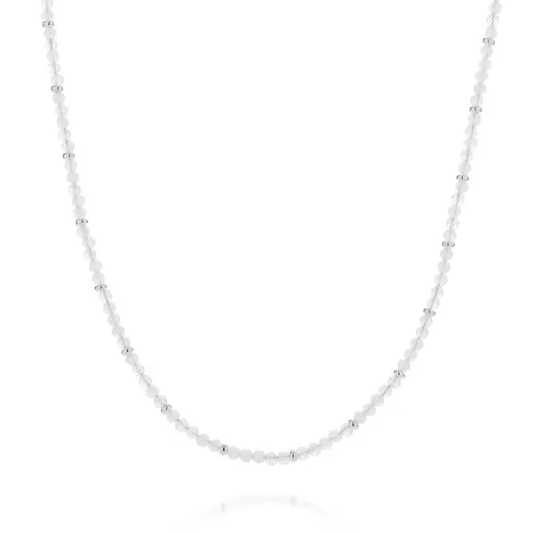 NELLOU JEWELLERY Rose Quartz Orbit Necklace - Silver