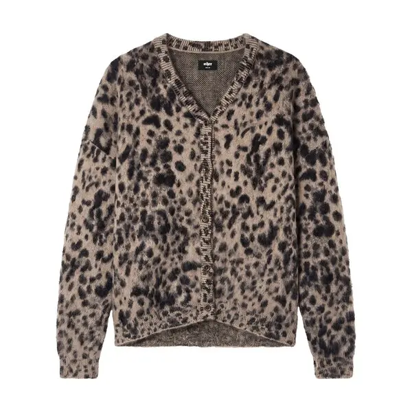 OTHER UK Berwick Brushed Mohair Knit Cardigan Leopard