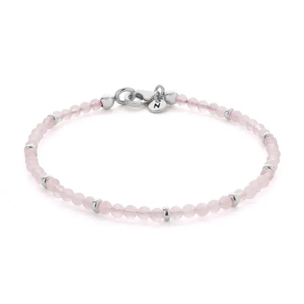 NELLOU JEWELLERY Rose Quartz Orbit Bracelet - Silver
