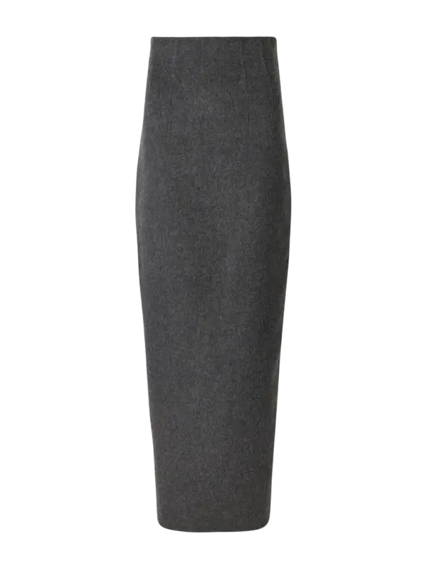 Khaite Loxley Darted Wool, Silk And Cashmere-blend Felt Midi Skirt - Gray