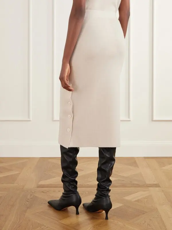 Max Mara Carbone Wool And Cashmere-blend Midi Skirt