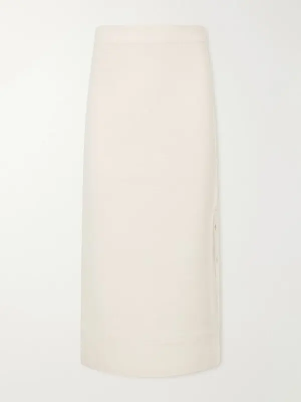 Max Mara Carbone Wool And Cashmere-blend Midi Skirt - Neutrals