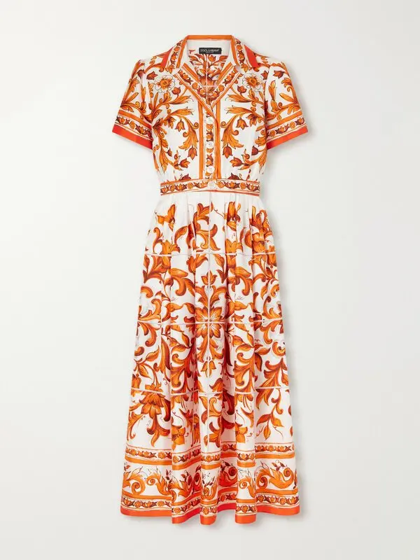 Dolce & Gabbana Floral-printed Silk-twill Midi Dress