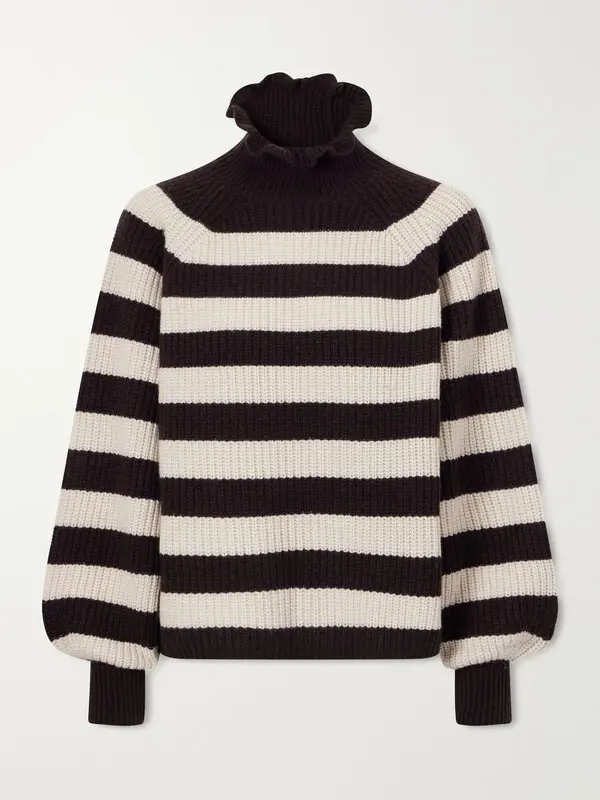 Max Mara Pontile Ribbed Wool And Cashmere-blend Turtleneck Sweater - Brown
