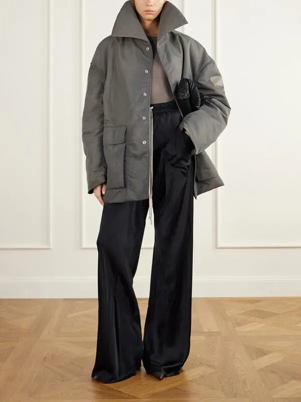 Rick Owens Dracucollar Oversized Distressed Padded Shell Parka