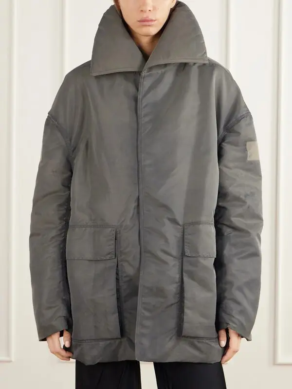 Rick Owens Dracucollar Oversized Distressed Padded Shell Parka