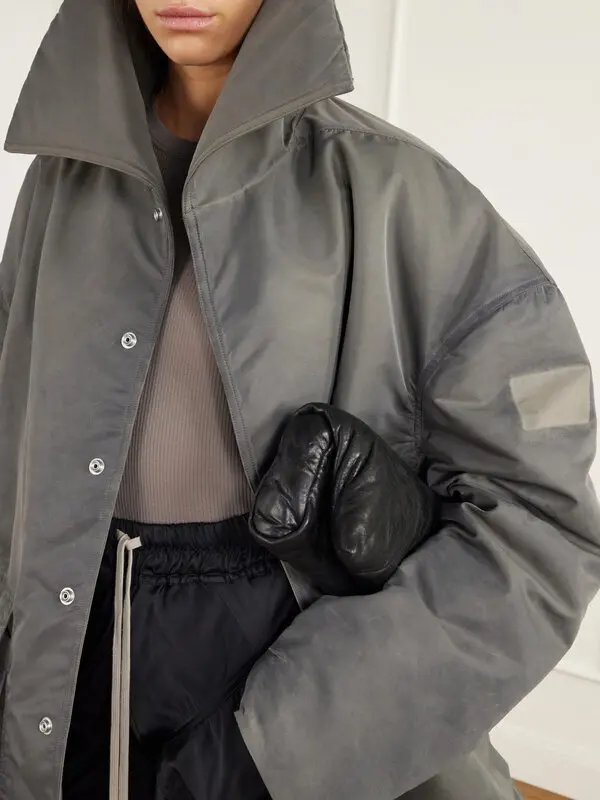 Rick Owens Dracucollar Oversized Distressed Padded Shell Parka