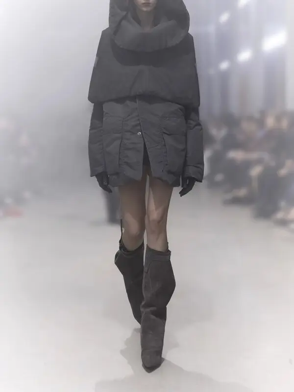 Rick Owens Dracucollar Oversized Distressed Padded Shell Parka