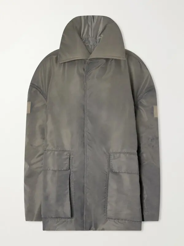 Rick Owens Dracucollar Oversized Distressed Padded Shell Parka - Gray