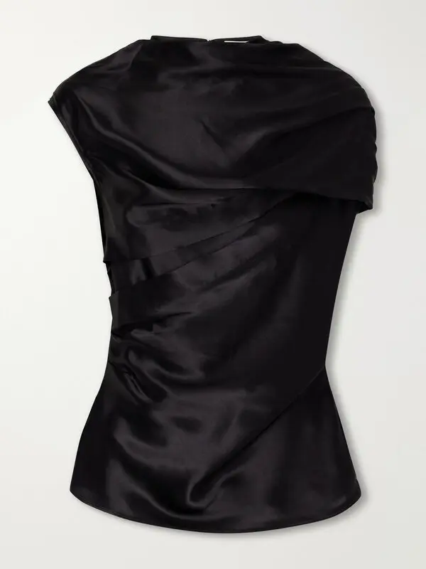 Tove Ila Draped Silk-blend Satin Blouse
