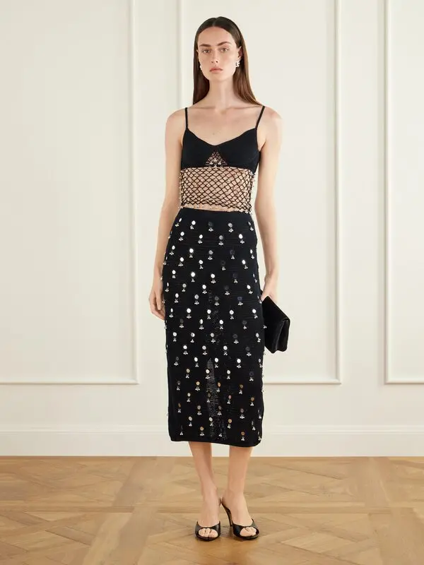YOSHITA 1967 Catherine Embellished Cotton Crochet-knit Top