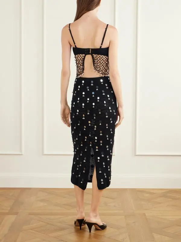 YOSHITA 1967 Catherine Embellished Cotton Crochet-knit Top