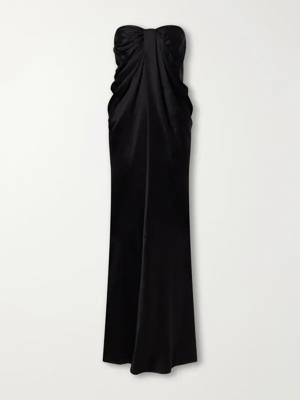 Tove Zenaida Strapless Draped Satin Gown